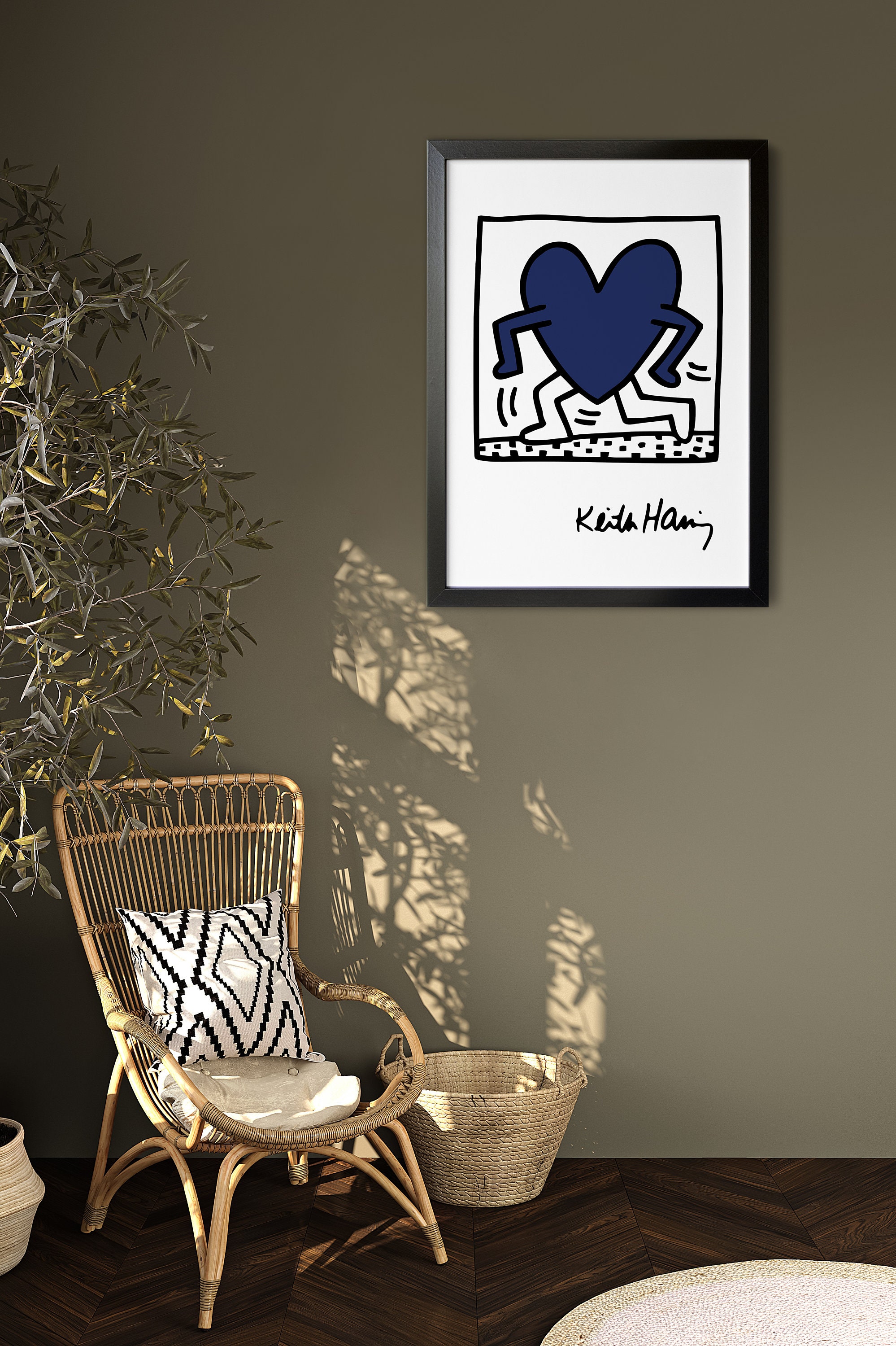 Keith Haring Running Heart Print, Keith Haring Poster, Keith Haring ...