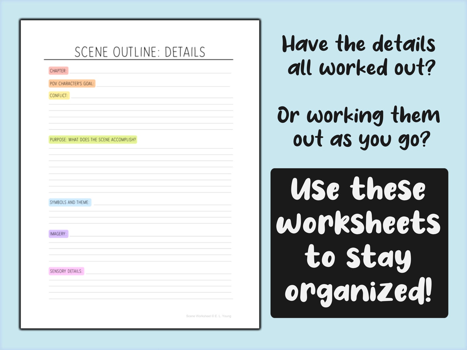 Scene Writing Worksheet | Chapter Planning | Writing Template ...