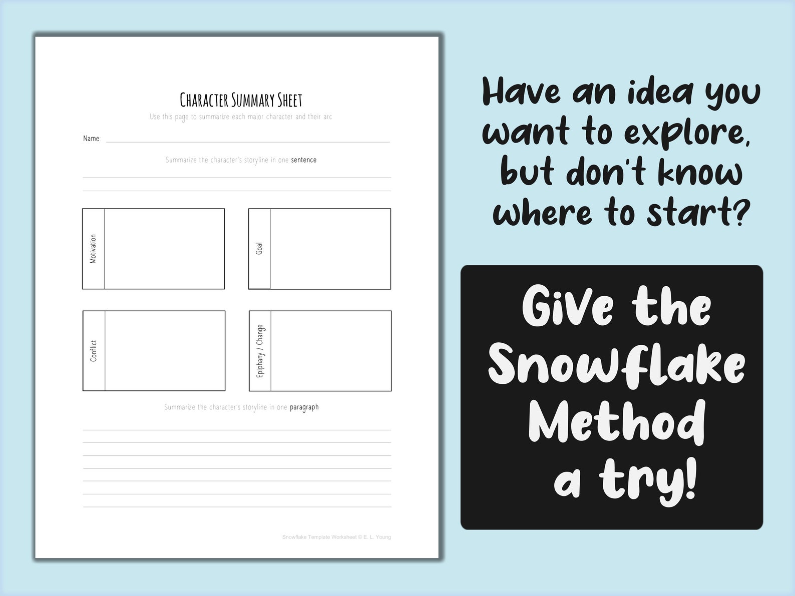 Snowflake Method Novel Outline: Story Planning Worksheets (PDF) - Etsy