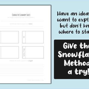 Snowflake Method Novel Outline: Story Planning Worksheets (PDF) - Etsy