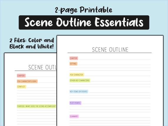 Scene Writing Worksheet Chapter Planning Writing Template - Etsy