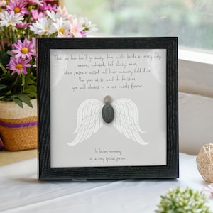 Personalised Memorial Pebble Picture, Guardian Angel Pebble Art ...