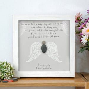 Personalised Memorial Pebble Picture, Guardian Angel Pebble Art ...
