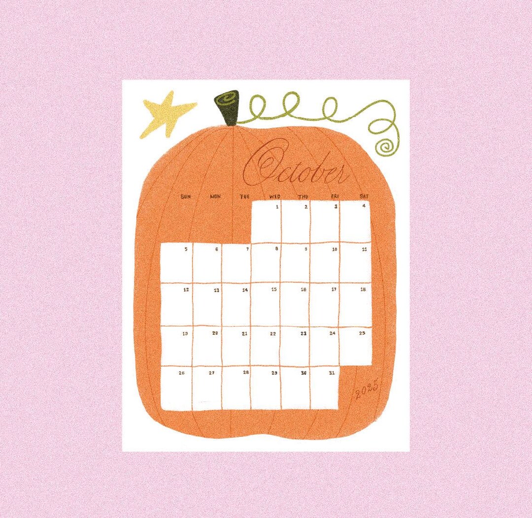 Downloadable October Swirly Pumpkin Calendar PDF Sheet - Etsy