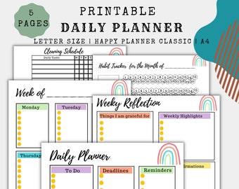 7 Pg Weekly Planner Printable Habit Tracker Cleaning | Etsy
