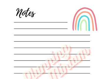 Notes Page Printable Lined Note Paper Notes Planner Insert | Etsy