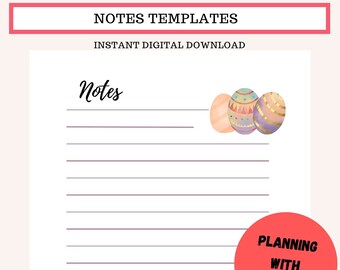 Notes Page Printable Lined Note Paper Notes Planner Insert | Etsy