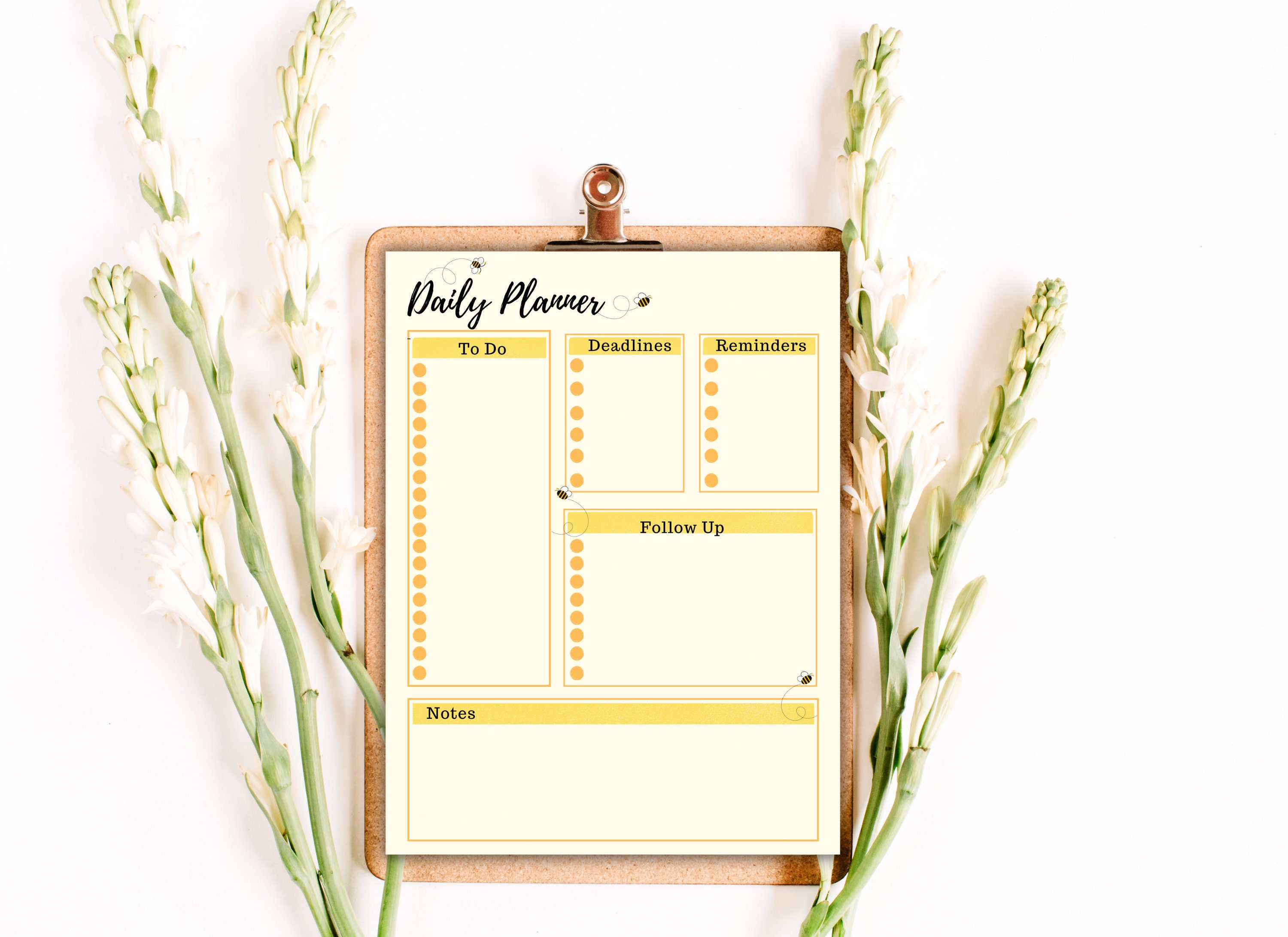 Bee Themed Weekly Planner Printable, Cleaning Schedule, Week Reflection ...