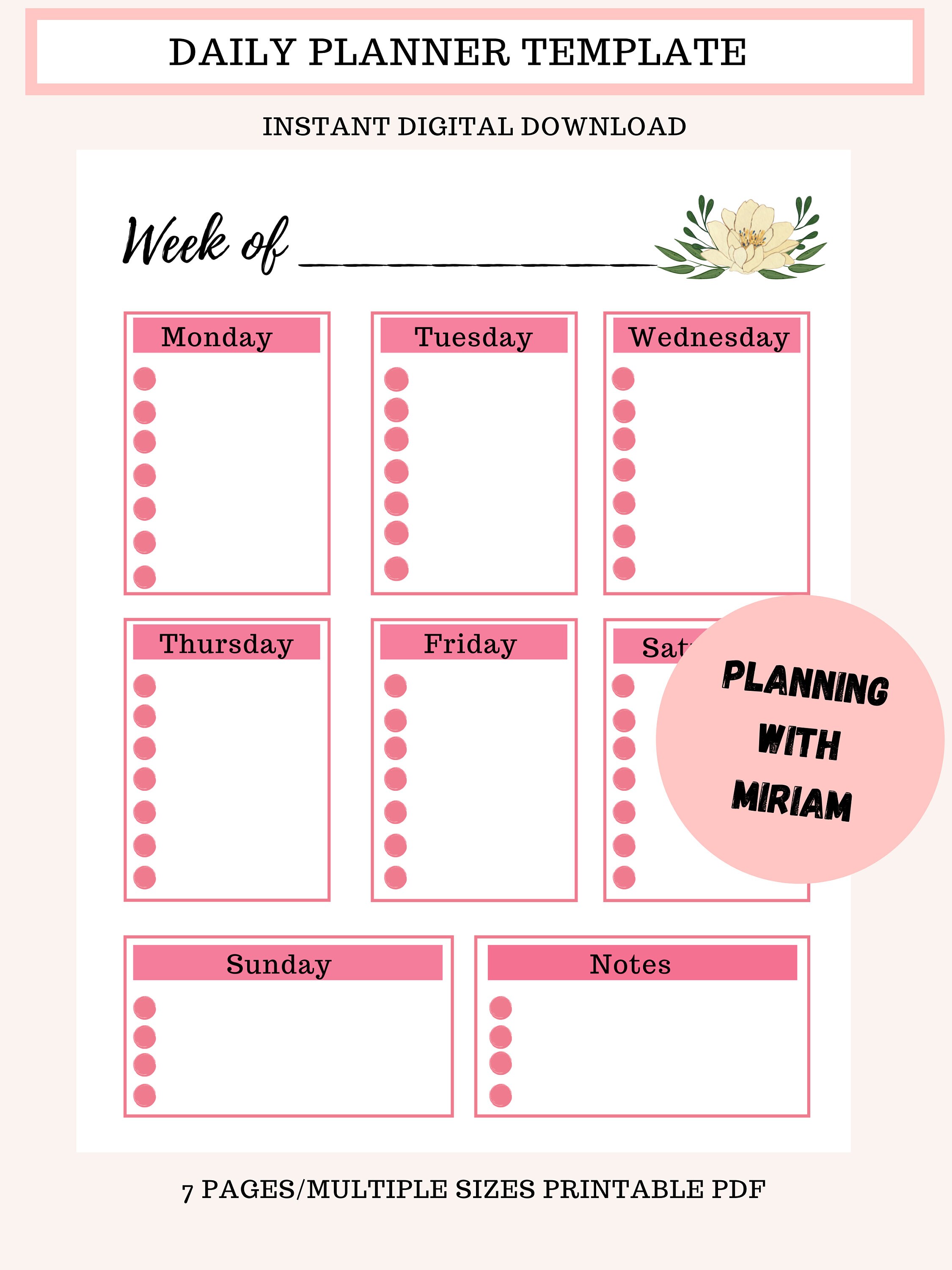 7 Pg Weekly Planner Printable, Habit Tracker, Cleaning Tracker, Daily ...