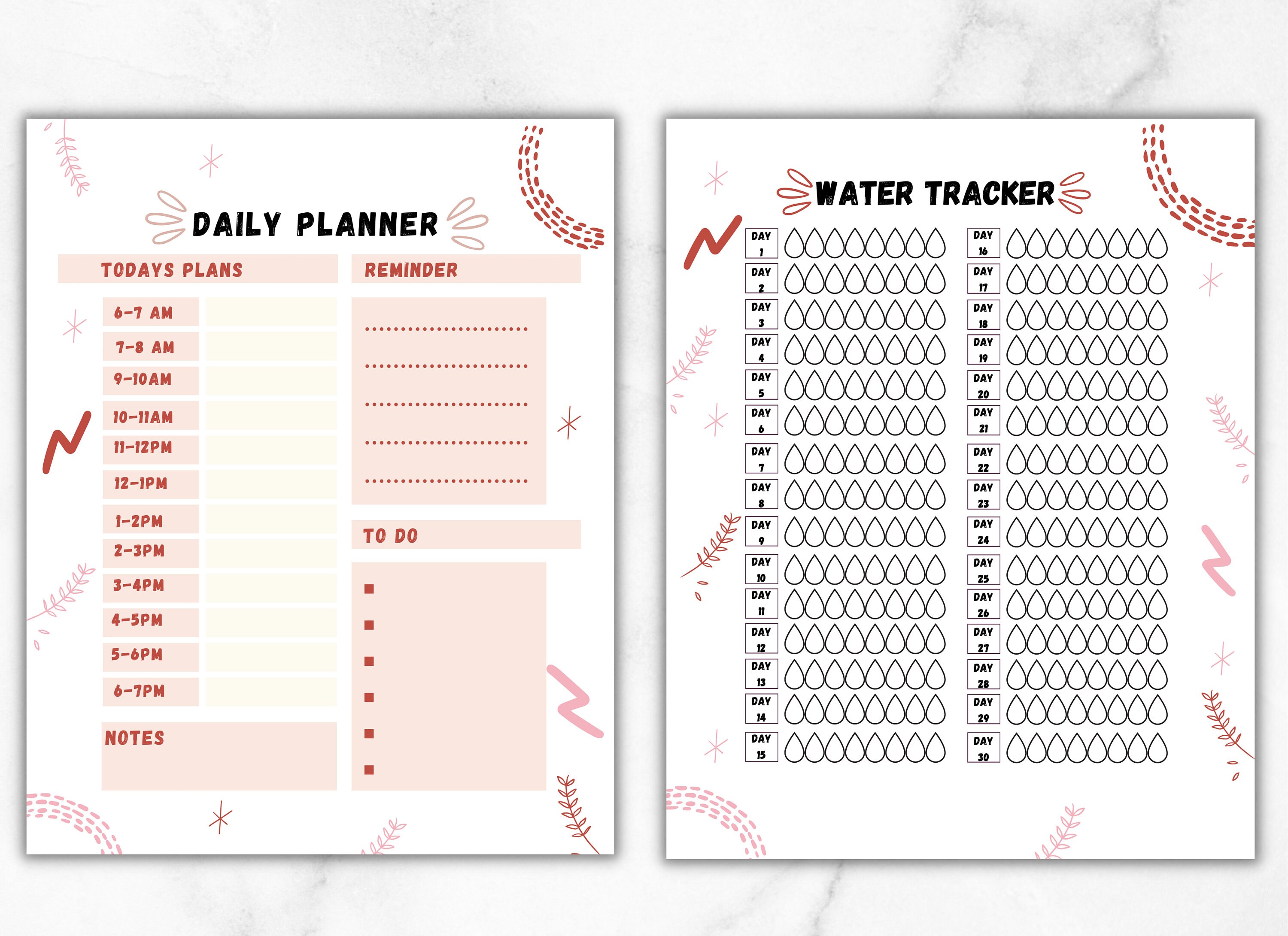 6 Pg Weight Loss Tracker Bundle, Weekly Meal Planner Printable, Daily ...