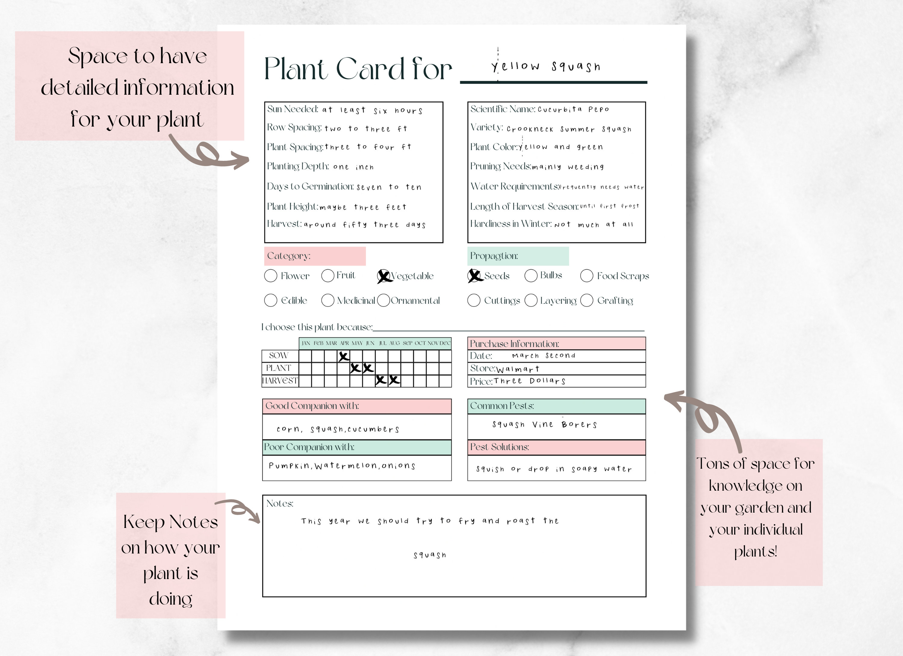 Gardening Planner, Garden Journal, Plant Care Tracker, Plant Card ...