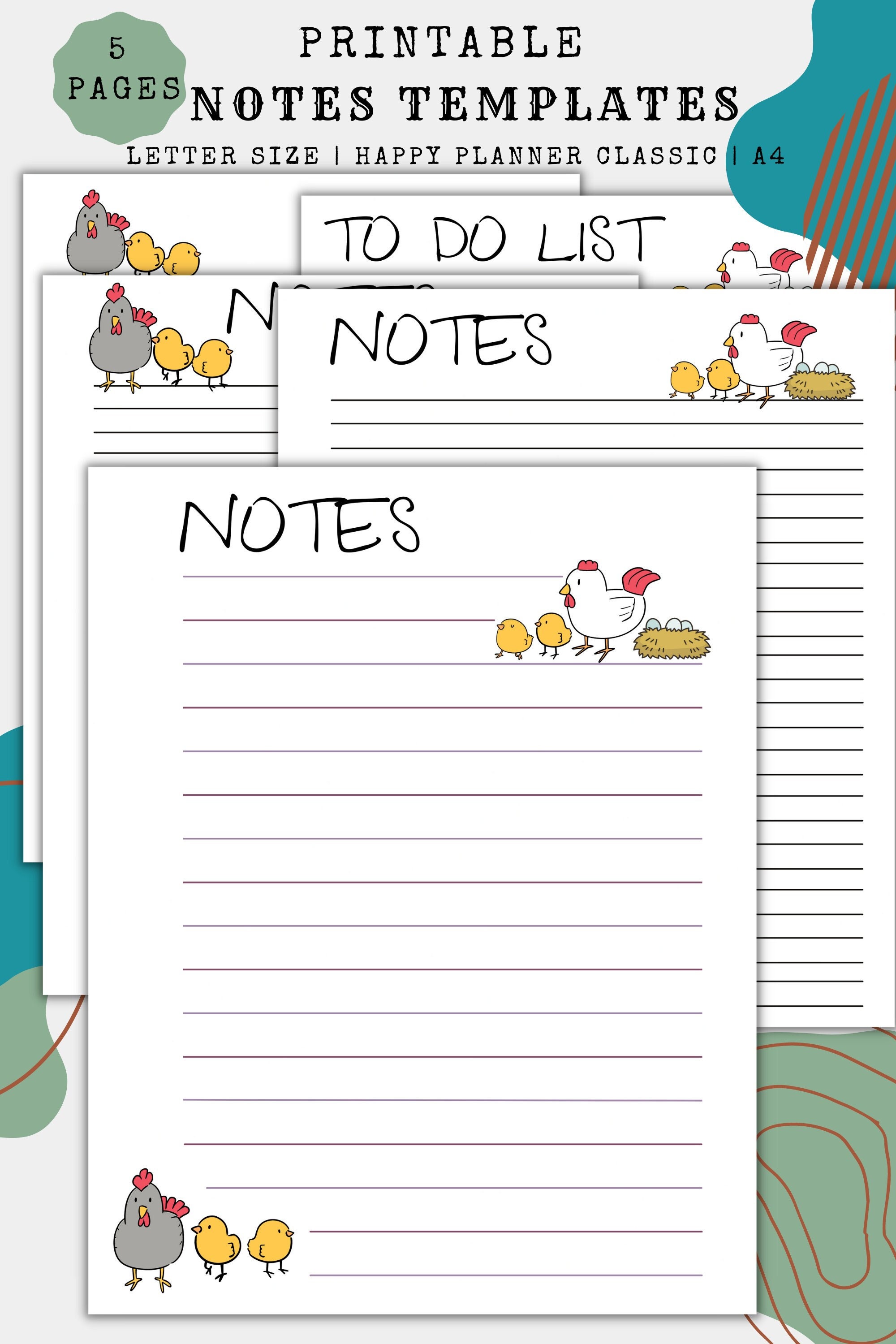 Notes Page Printable, Lined Note Paper, Notes Planner Insert, Lined ...