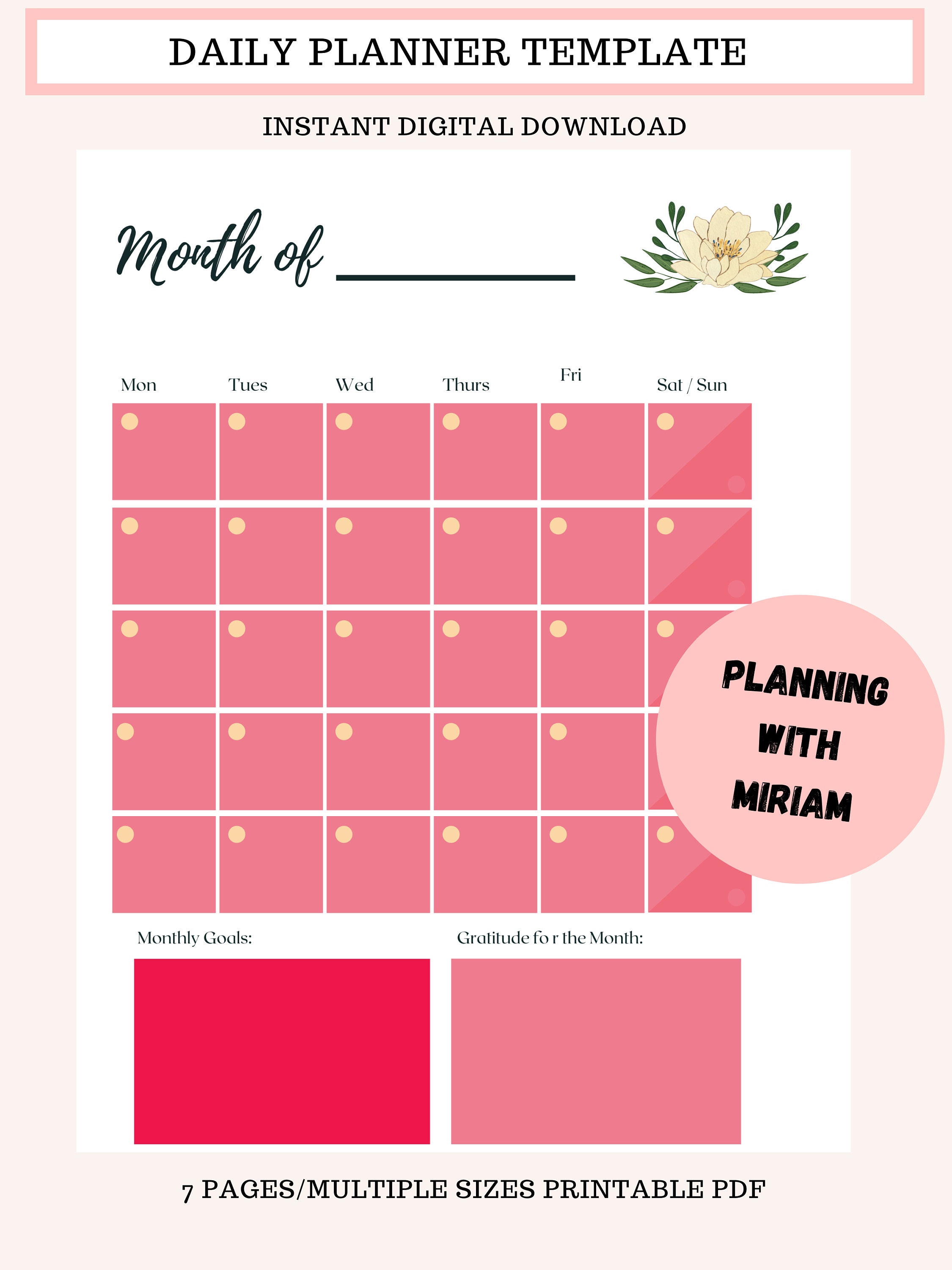 7 Pg Weekly Planner Printable, Habit Tracker, Cleaning Tracker, Daily ...