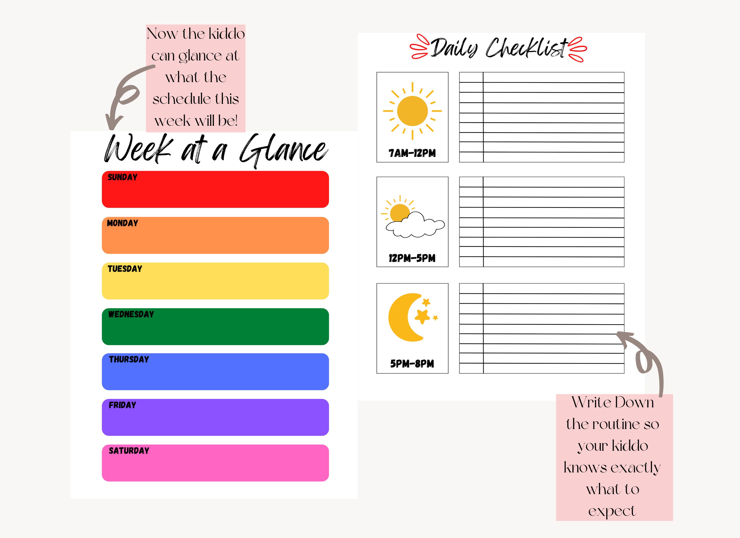 6 Pg Printable Daily Chore Chart, Chore Chart for Kids, Family Planner ...