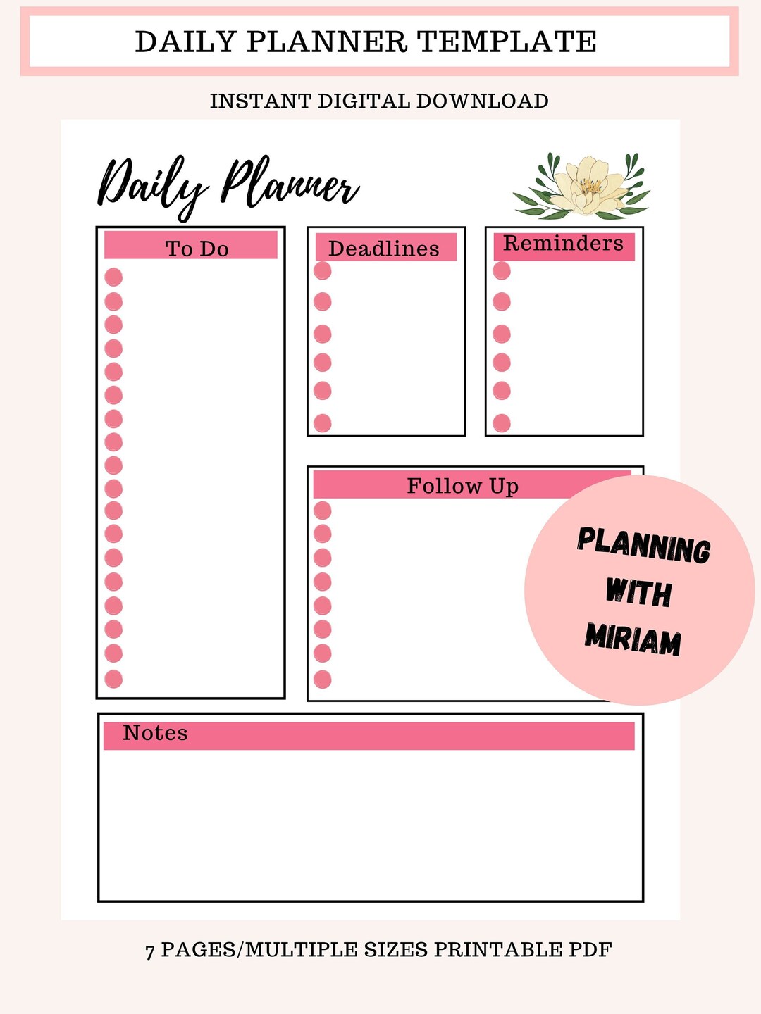 7 Pg Weekly Planner Printable, Habit Tracker, Cleaning Tracker, Daily ...