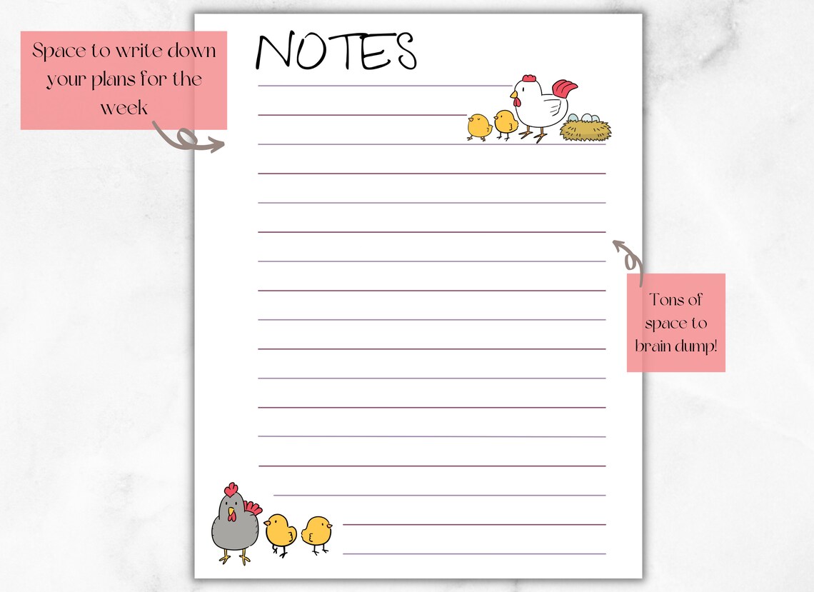 Notes Page Printable, Lined Note Paper, Notes Planner Insert, Lined ...