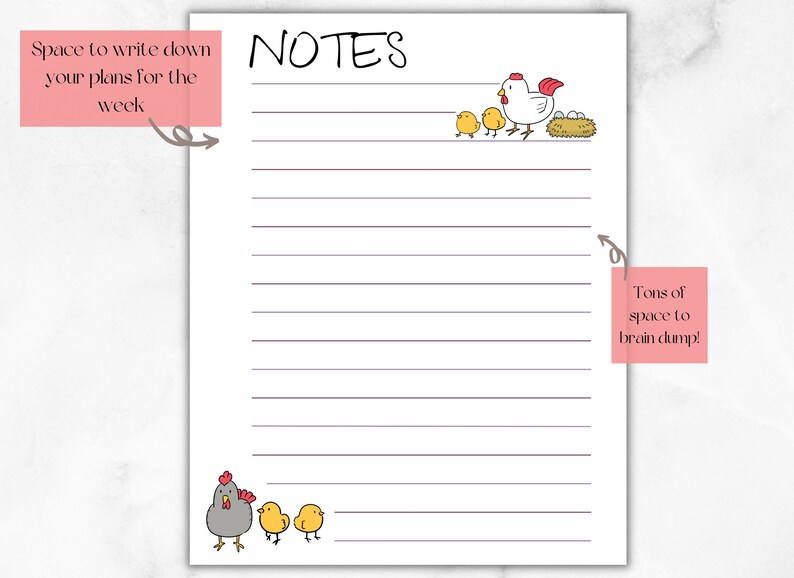 Notes Page Printable, Lined Note Paper, Notes Planner Insert, Lined ...