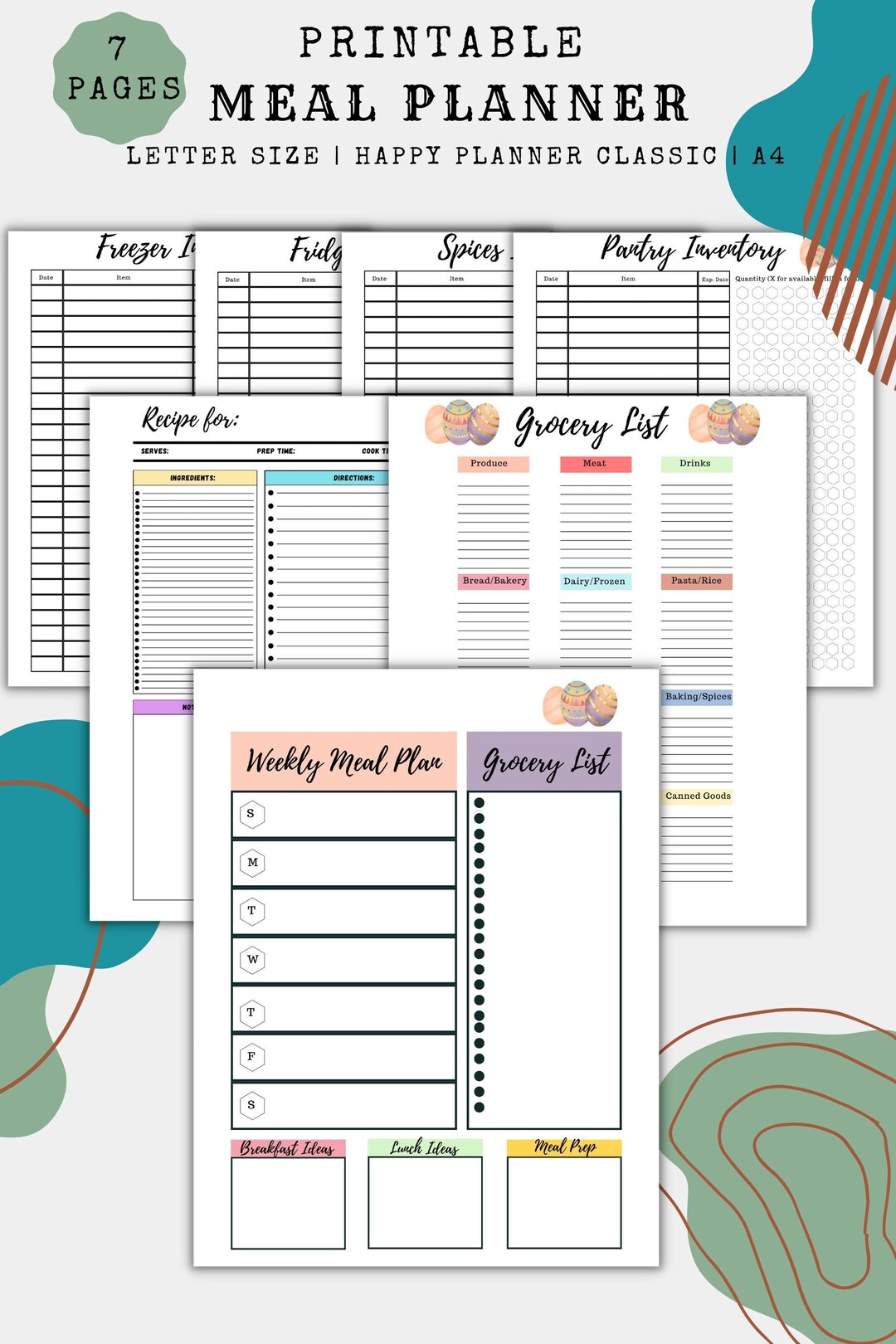 Meal Planning Binder: Weekly Menu, Grocery List, Pantry Inventory ...