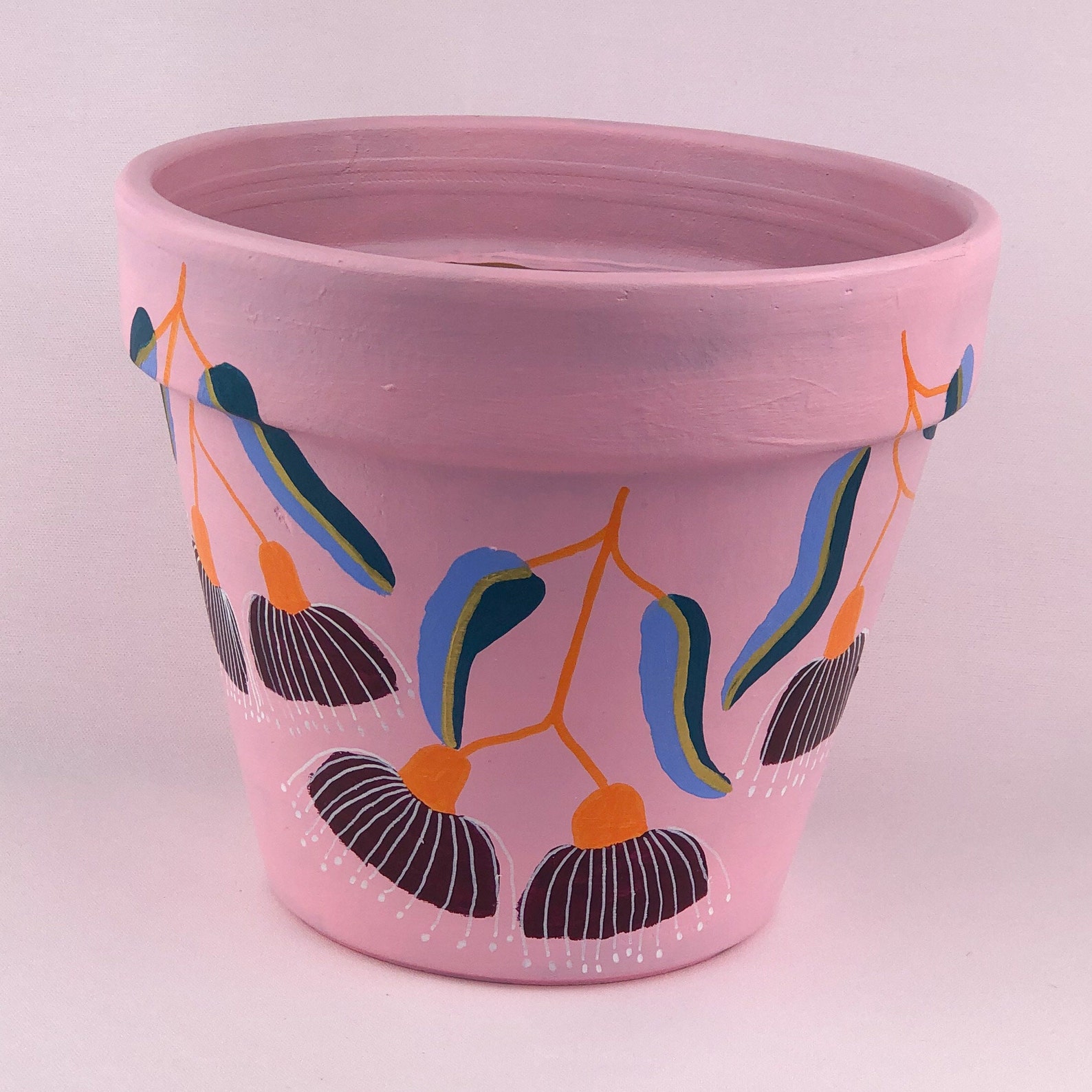 Plant Pot Flowering Gum Australian Florals Hand-painted - Etsy