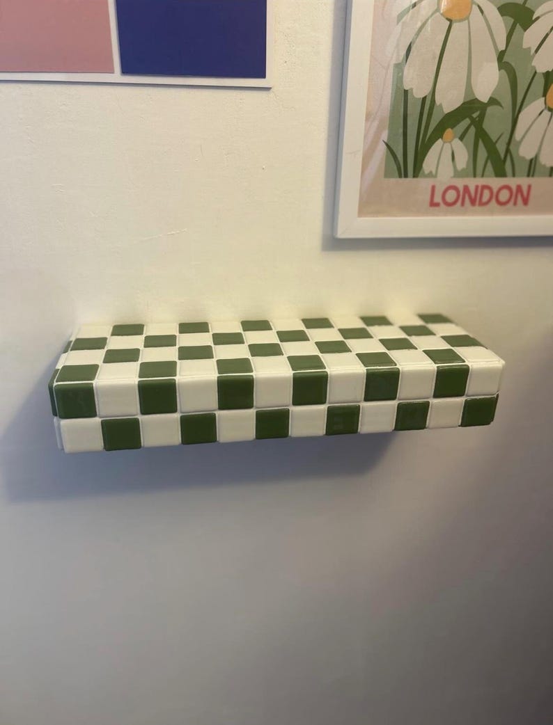 Checkered Tile Floating Wall Shelf | Colorful Shelf | Modern Wall ...
