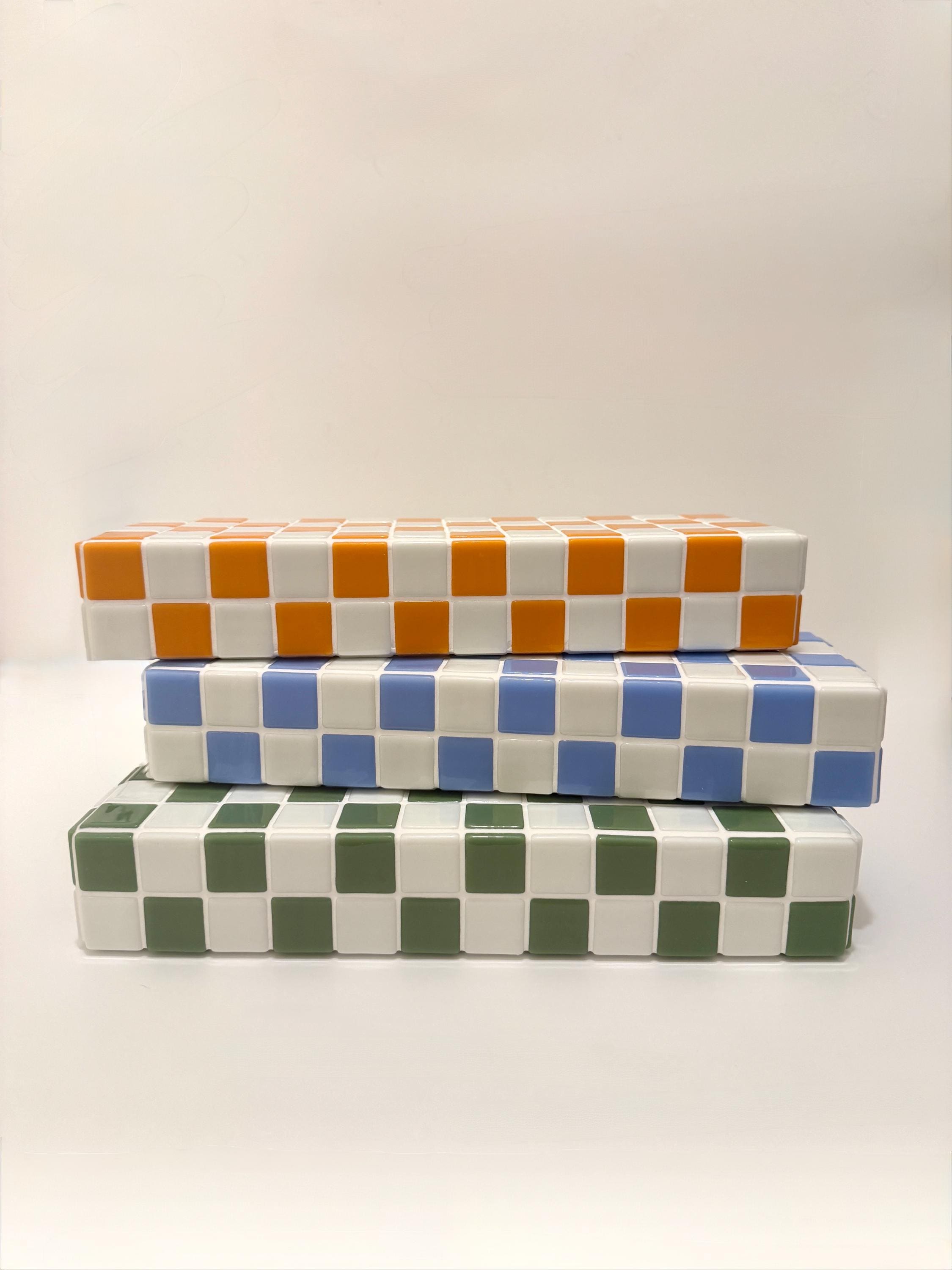 Checkered Tile Floating Wall Shelf | Colorful Shelf | Modern Wall ...