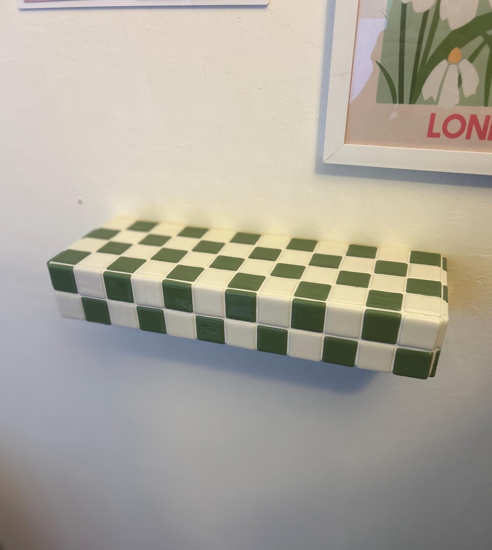 Checkered Tile Floating Wall Shelf | Colorful Shelf | Modern Wall ...