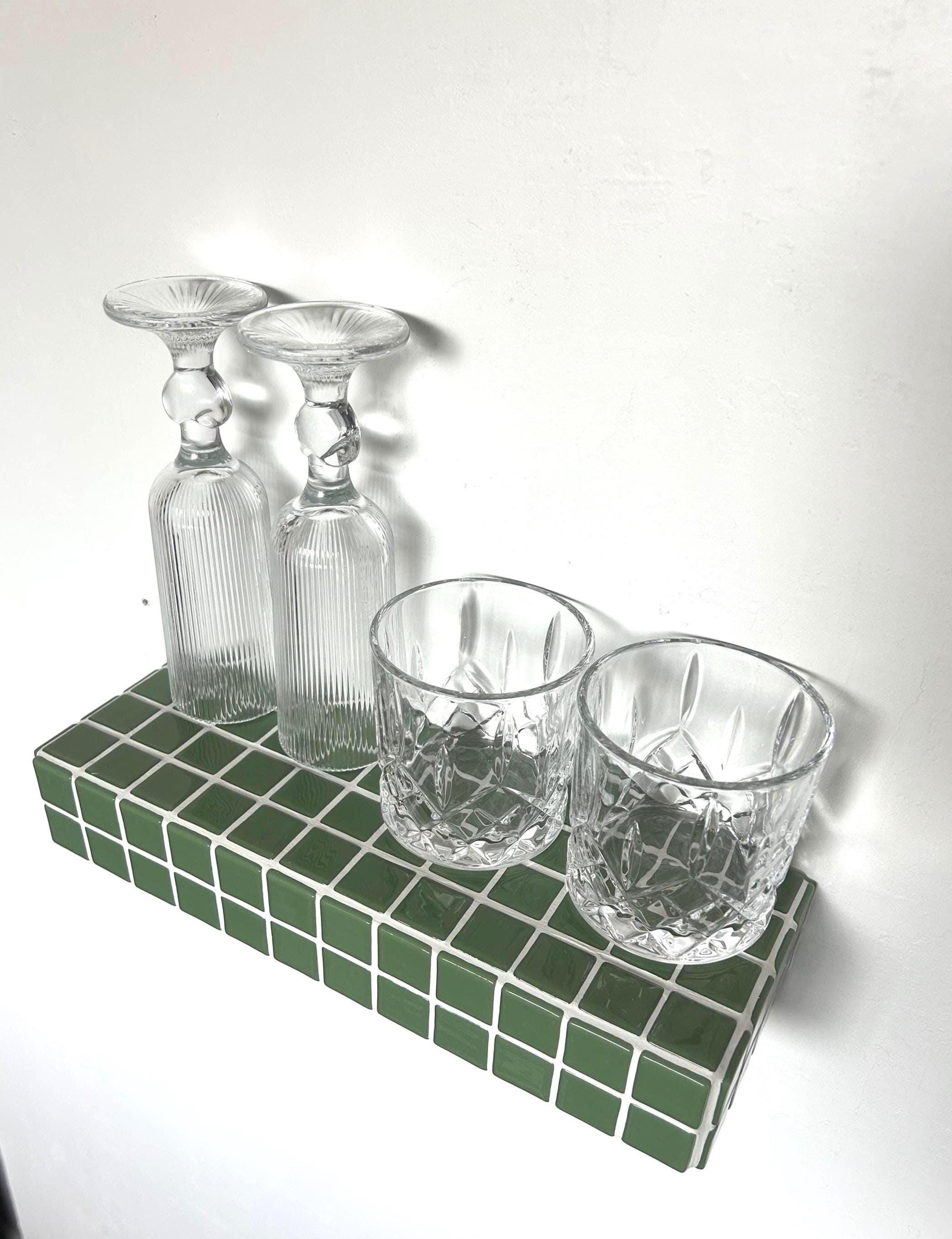 Sage Green Tile Floating Wall Shelf | Colorful Shelf | Modern Wall ...