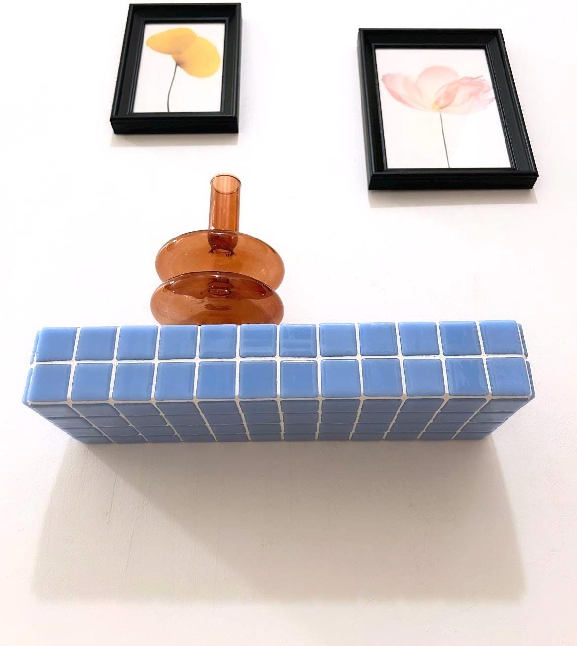 Sage Green Tile Floating Wall Shelf | Colorful Shelf | Modern Wall ...