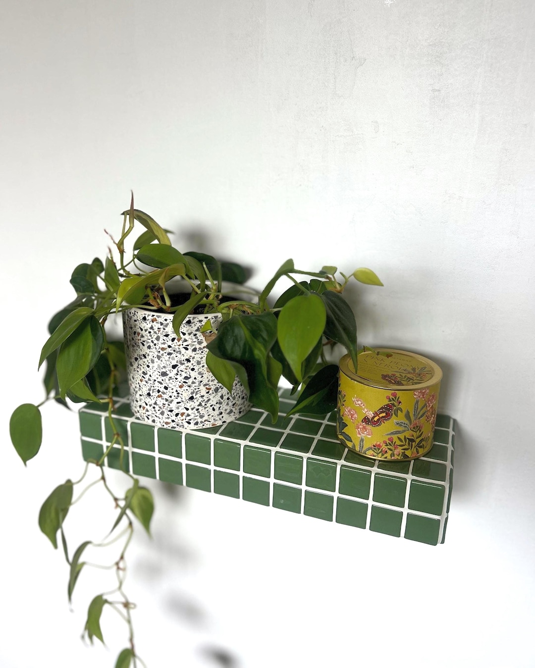 Sage Green Tile Floating Wall Shelf | Colorful Shelf | Modern Wall ...