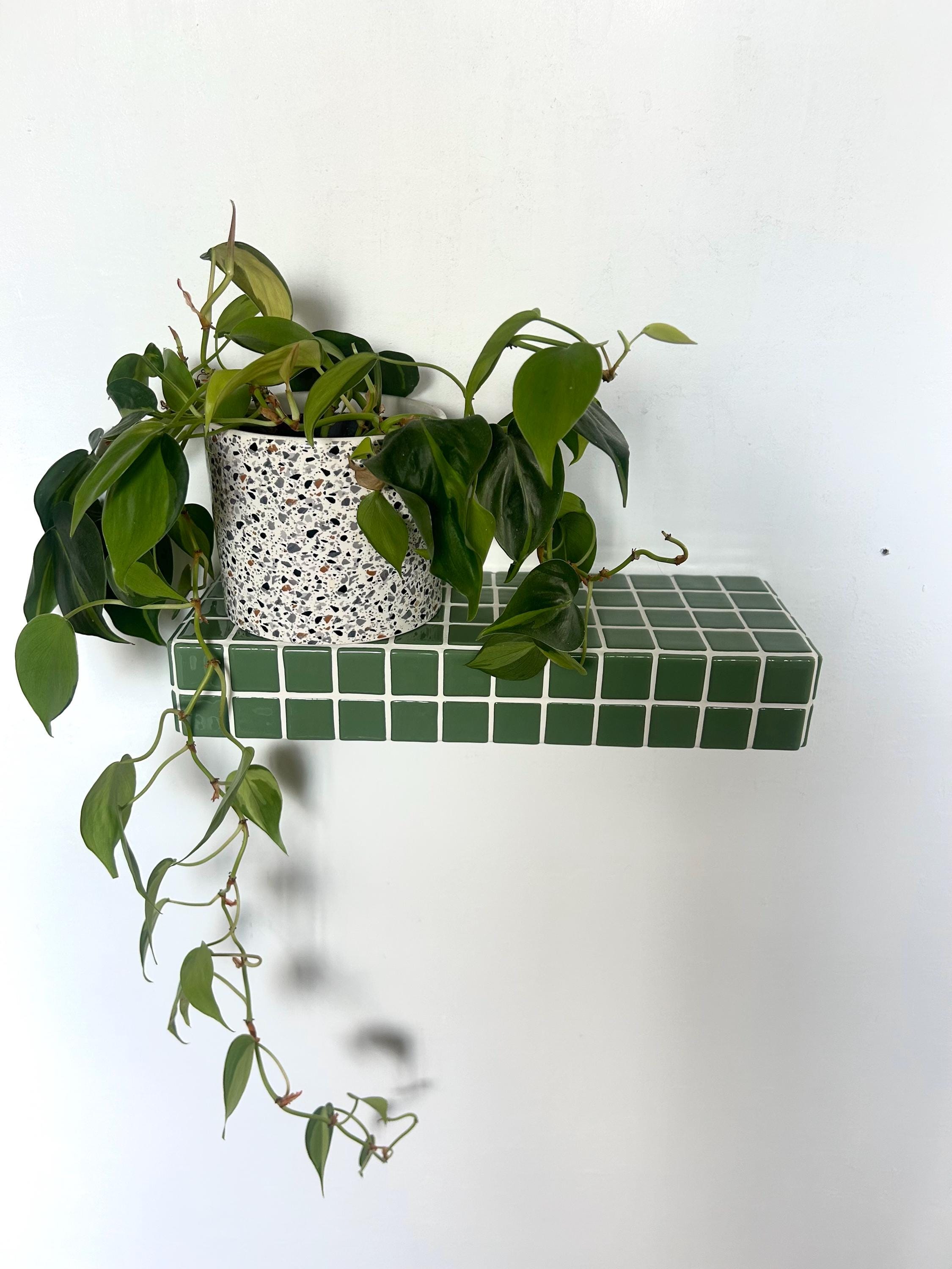 Sage Green Tile Floating Wall Shelf | Colorful Shelf | Modern Wall ...