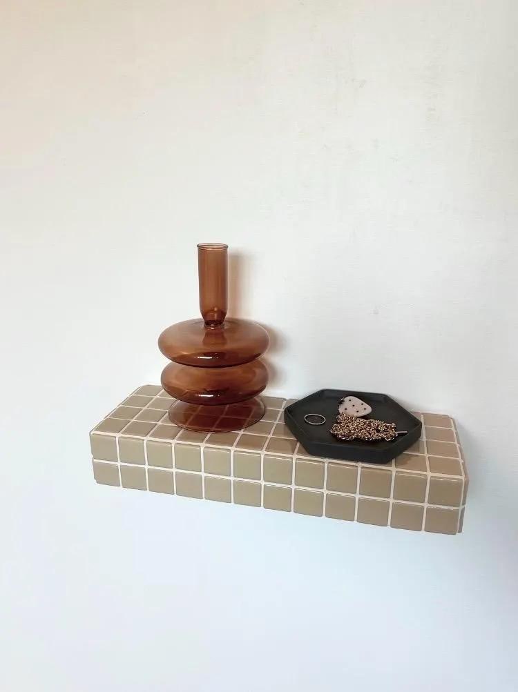 Sage Green Tile Floating Wall Shelf | Colorful Shelf | Modern Wall ...