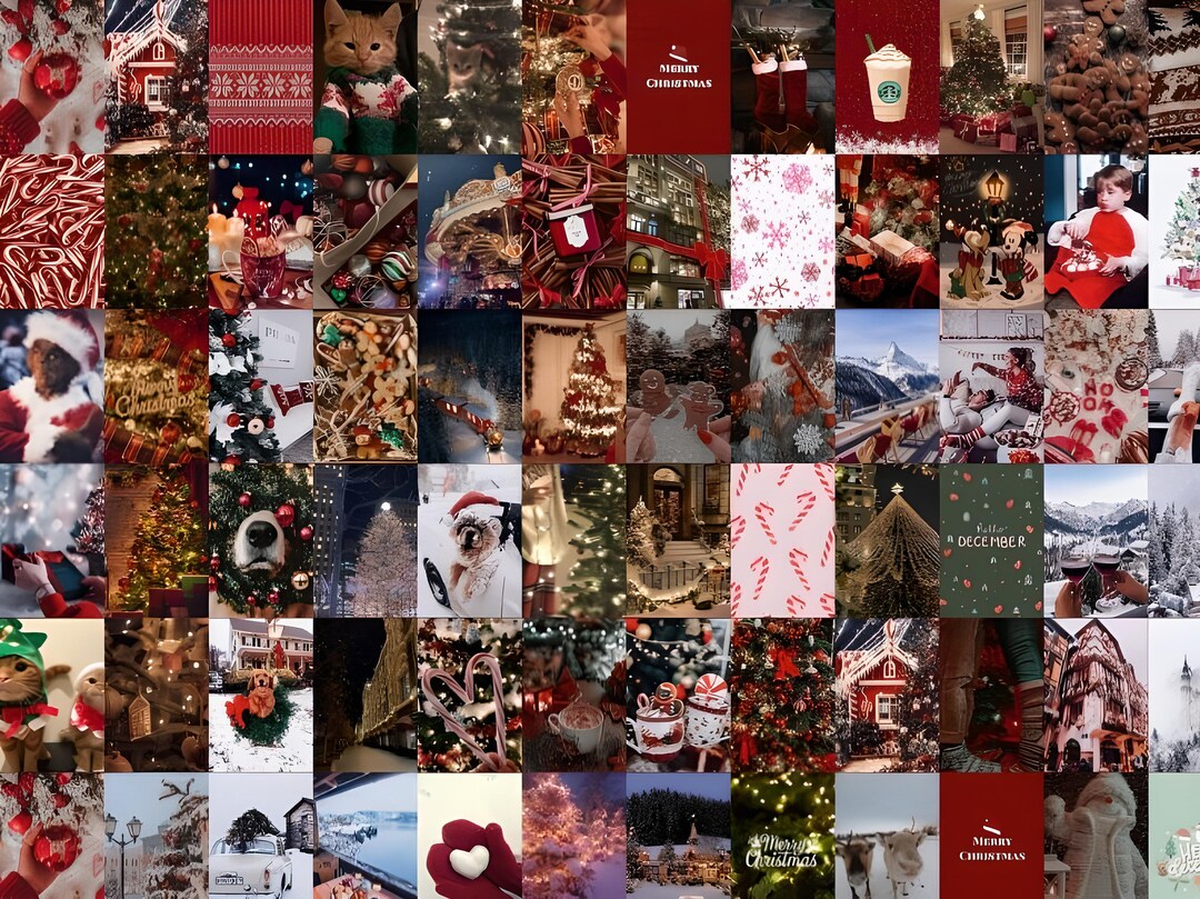 100 Christmas Wall Prints, Christmas Decor, Wall Collage, Christmas ...