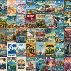 350pcs Travel Poster, Vintage Travel Wall Art, Retro Aesthetic, Travel ...