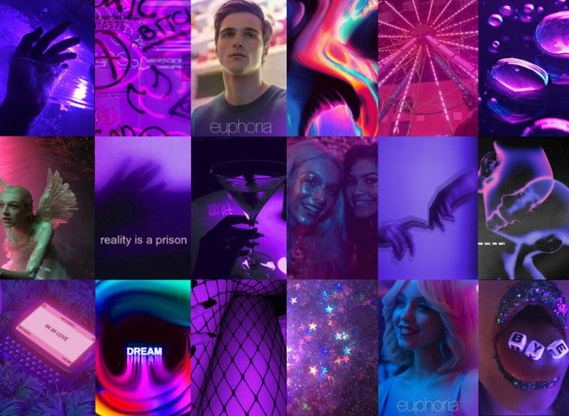 110 Euphoria Aesthetic Wall Collage Kit, Purple Room Decor, Collage Kit ...