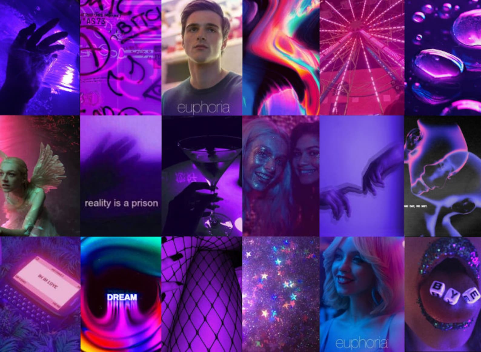 110 Euphoria Aesthetic Wall Collage Kit, Purple Room Decor, Collage Kit ...
