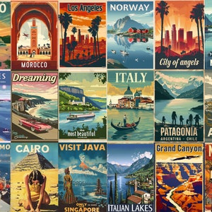350pcs Travel Poster, Vintage Travel Wall Art, Retro Aesthetic, Travel ...