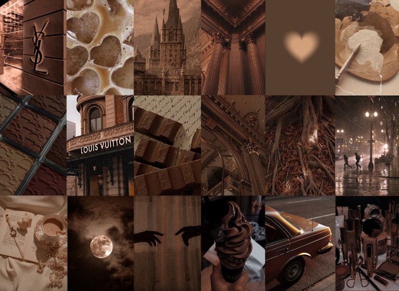 80 Brown Wall Collage Kit, Brown Collage Wall Art, Brown Photo Wall ...