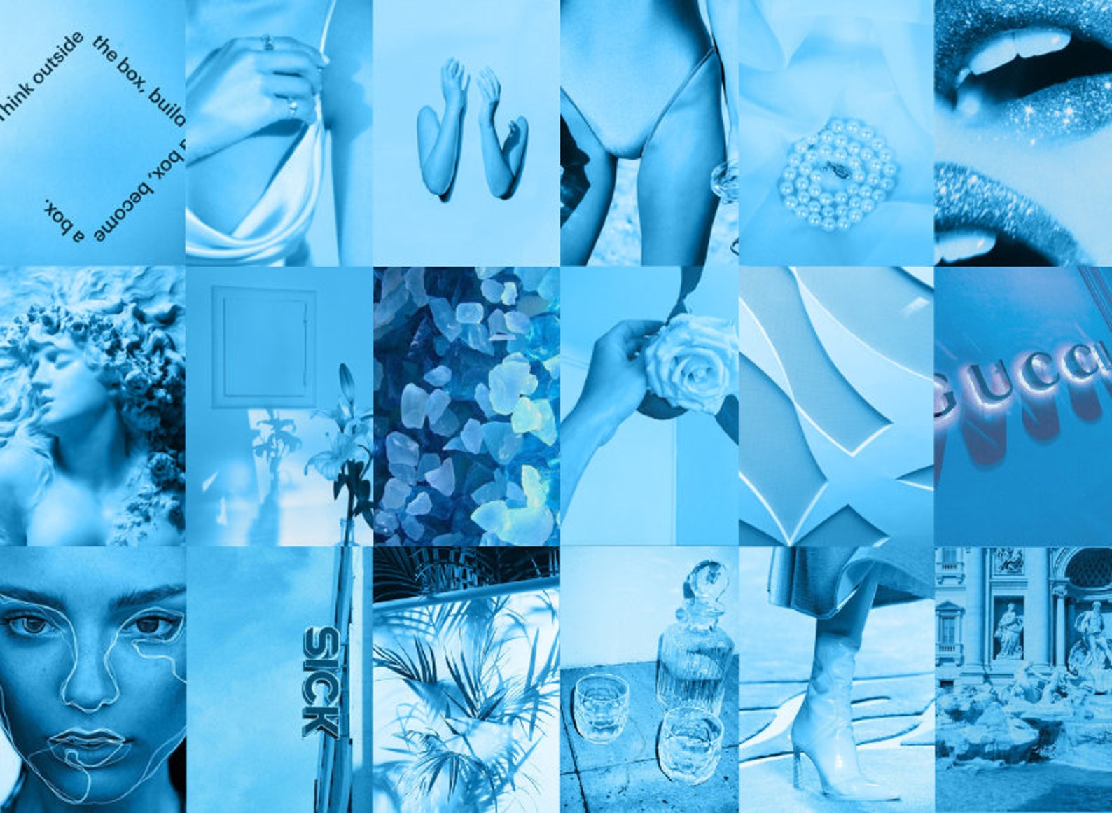 100 PCS Baby Blue Wall Collage Kit Light Blue Art - Etsy