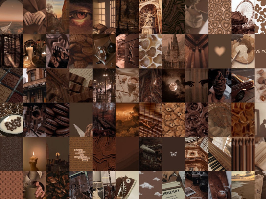 100 Brown Wall Collage Kit, Brown Collage Wall Art, Brown Photo Wall ...