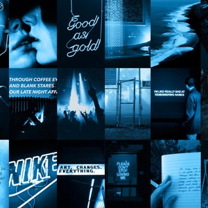 100 PCS | Euphoria Blue Wall Collage Kit | Blue Neon Aesthetic Photo ...