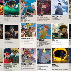 160 Cartoon Minimalist Movie Posters, Aesthetic Cartoon Collage, for ...