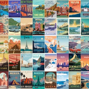 330pcs Travel Poster Retro Aesthetic Vintage Travel Wall Art Aesthetic ...
