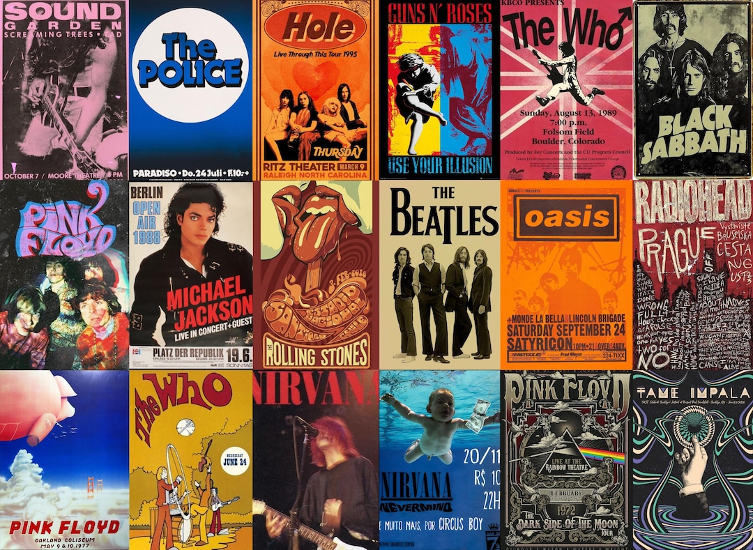 620PCS Vintage Concert Poster, Retro Band Poster, Classic Rock Posters ...