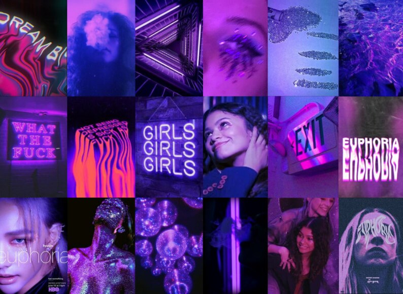 110 Euphoria Aesthetic Wall Collage Kit Purple Room Decor - Etsy