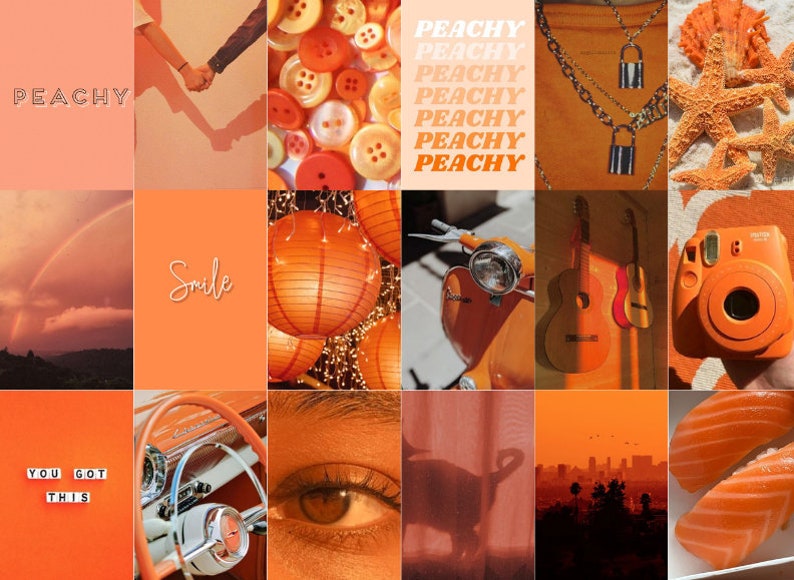 100 Orange Aesthetic Wall Collage Kit - Peachy Aesthetic Wall Art ...