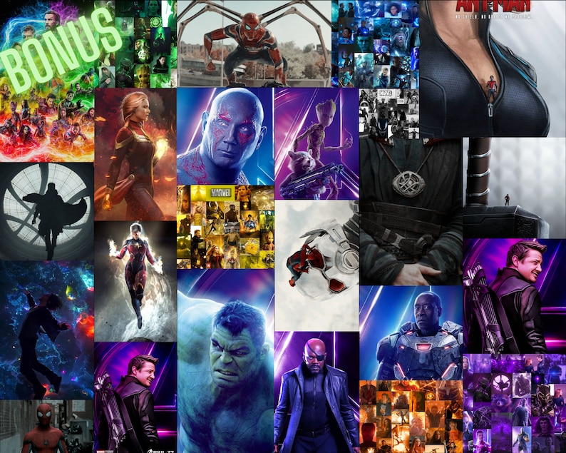 200pcs Marvel Avengers Rainbow Aesthetic Wall Collage, Marvel Collage ...