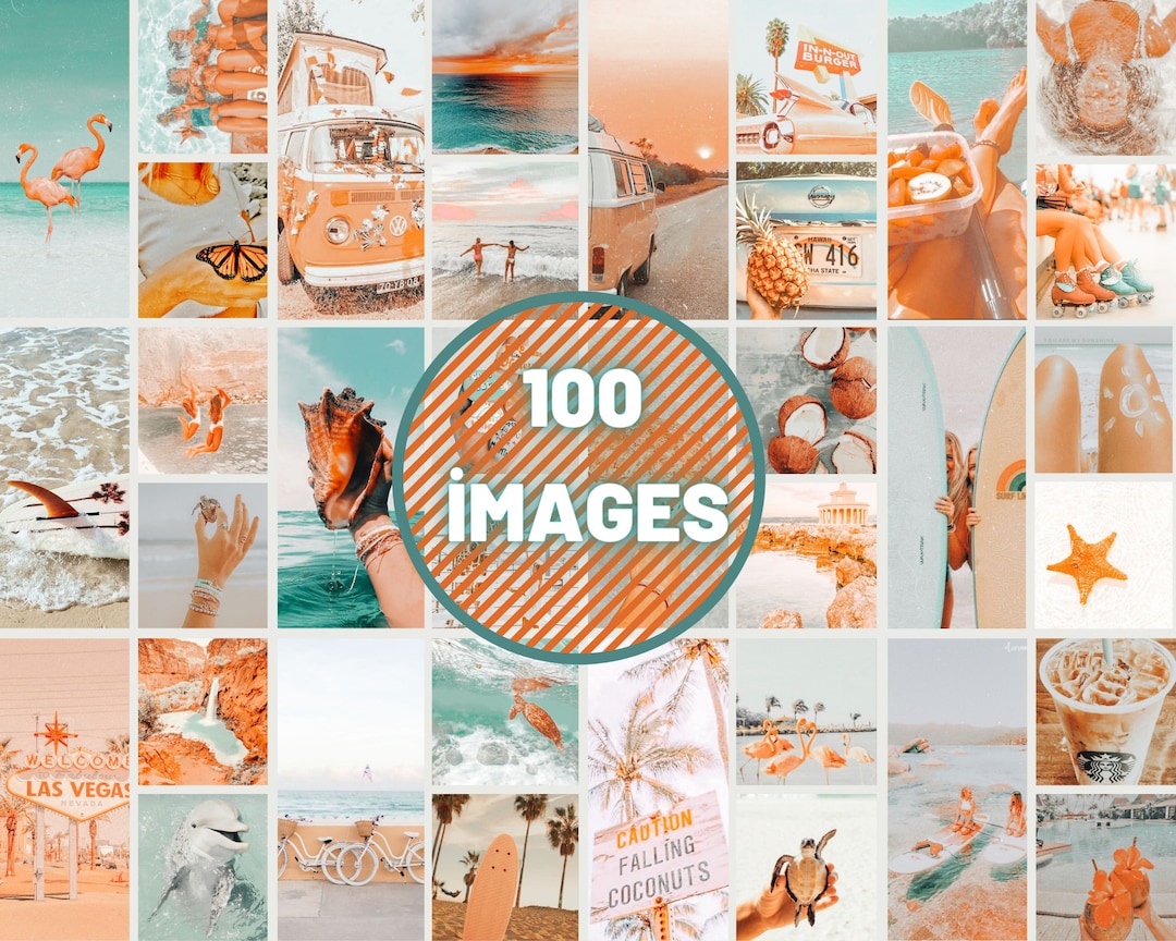 Peach Aesthetic Wall Collage Kit, Peach Aesthetic Room Decor, VSCO ...