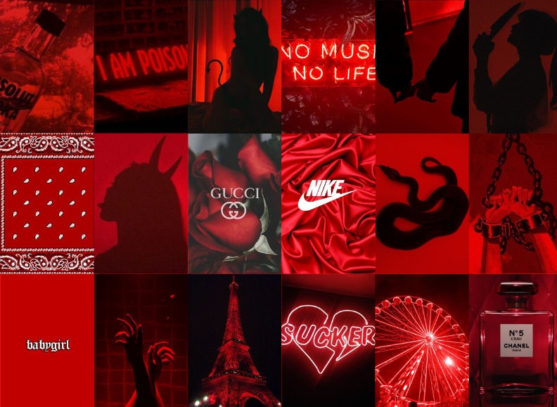 100PCS Dark Red Collage Kit Red WALL COLLAGE Grunge Picture - Etsy ...