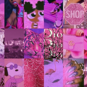 100pics Hot Pink Collage Kit, Pink Wall Collage, Baddie Aesthetic, Gift ...