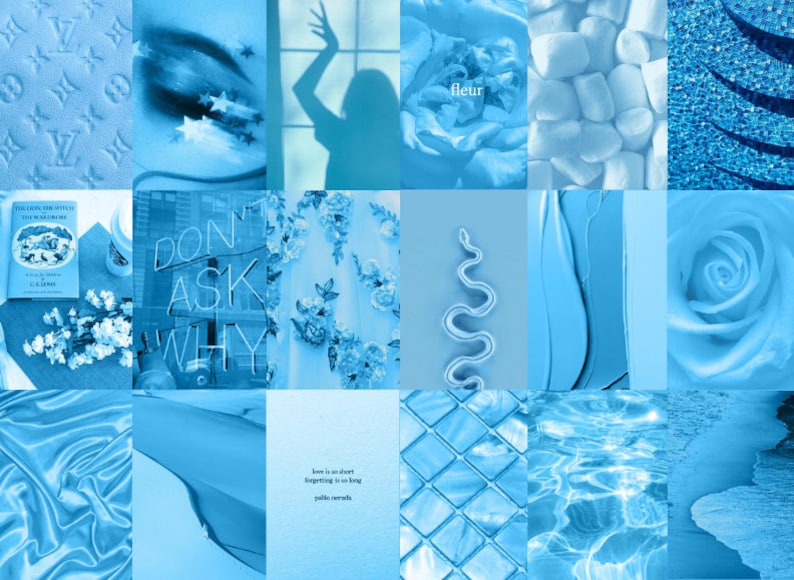 100 PCS Baby Blue Wall Collage Kit Light Blue Art - Etsy